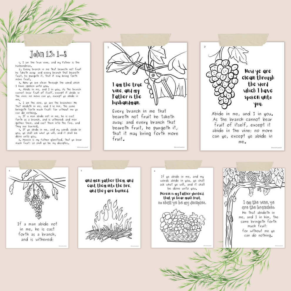 John 15:1-8 KJV Coloring Pages Digital Download – Sword and Honey