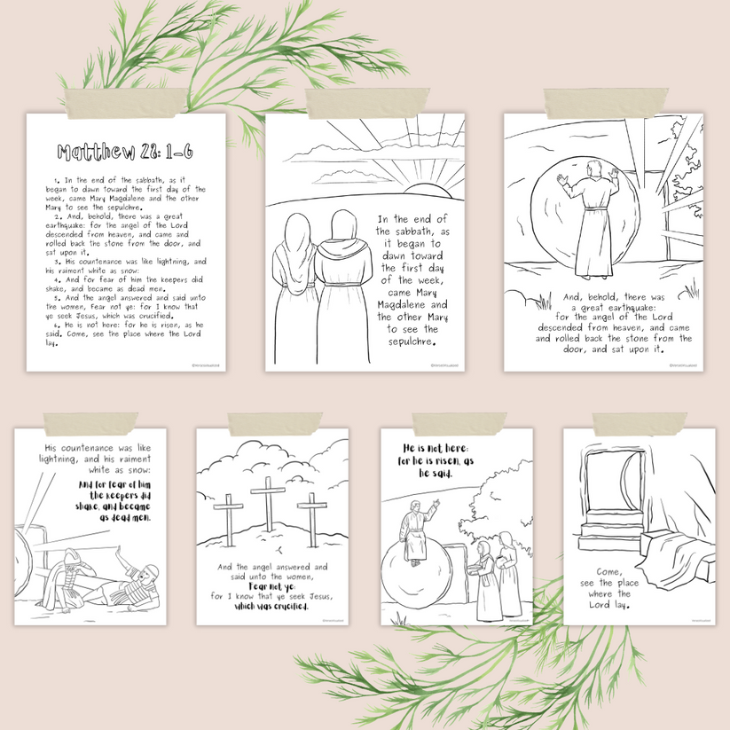 Easter Story KJV Coloring Pages Digital Download – Sword and Honey