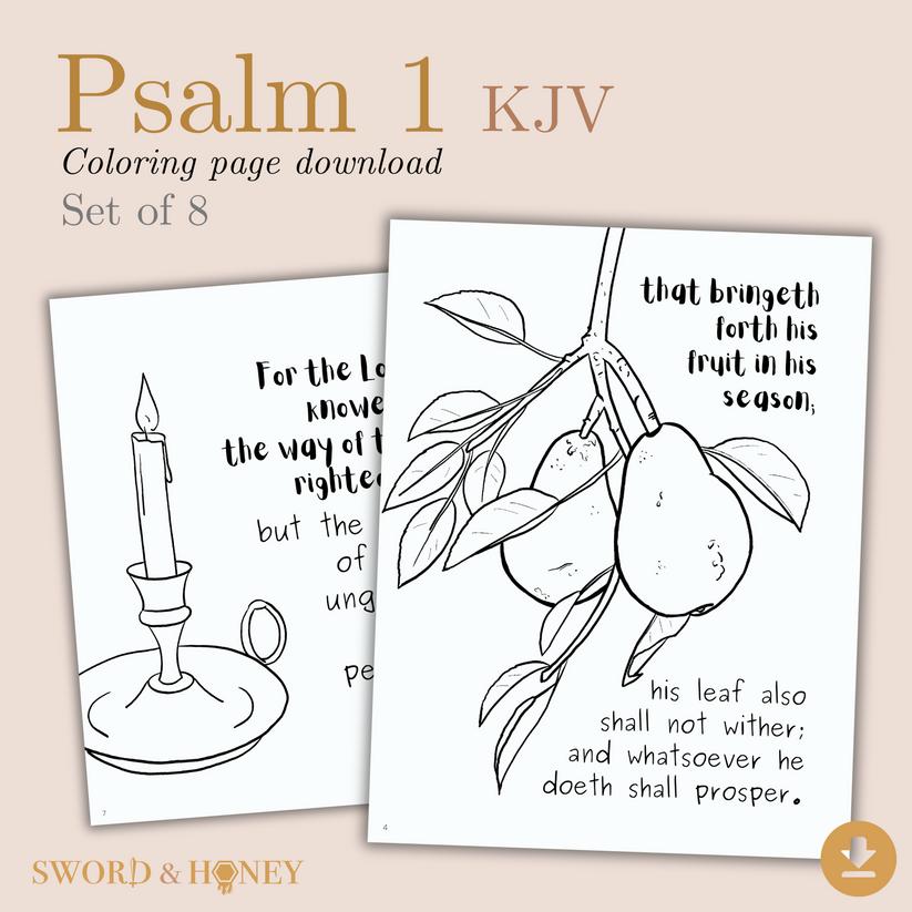 Psalm 1 KJV Coloring Pages Digital Download – Sword and Honey